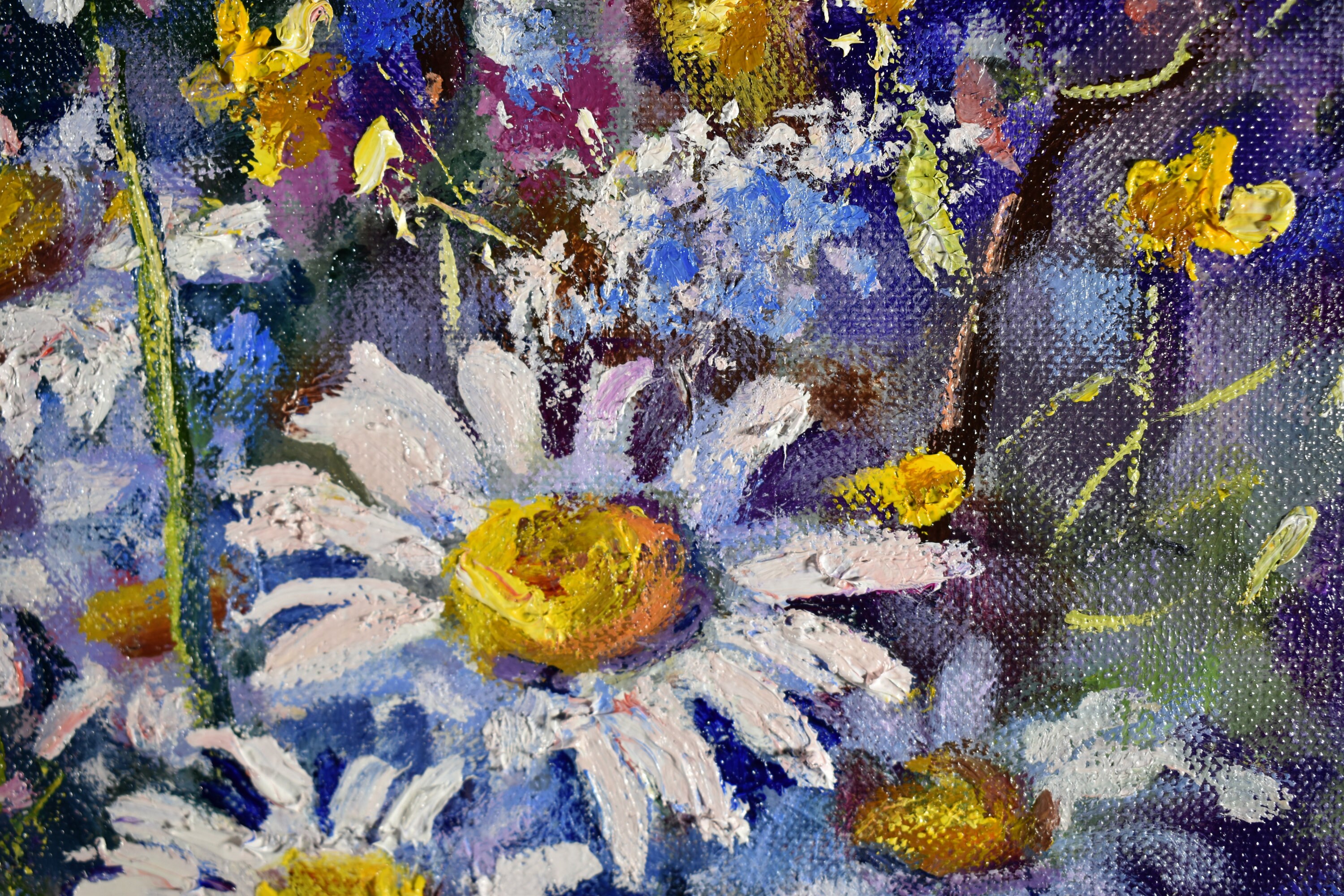 Daisies Painting Original Oil Painting Impressionist Bouquet | Etsy