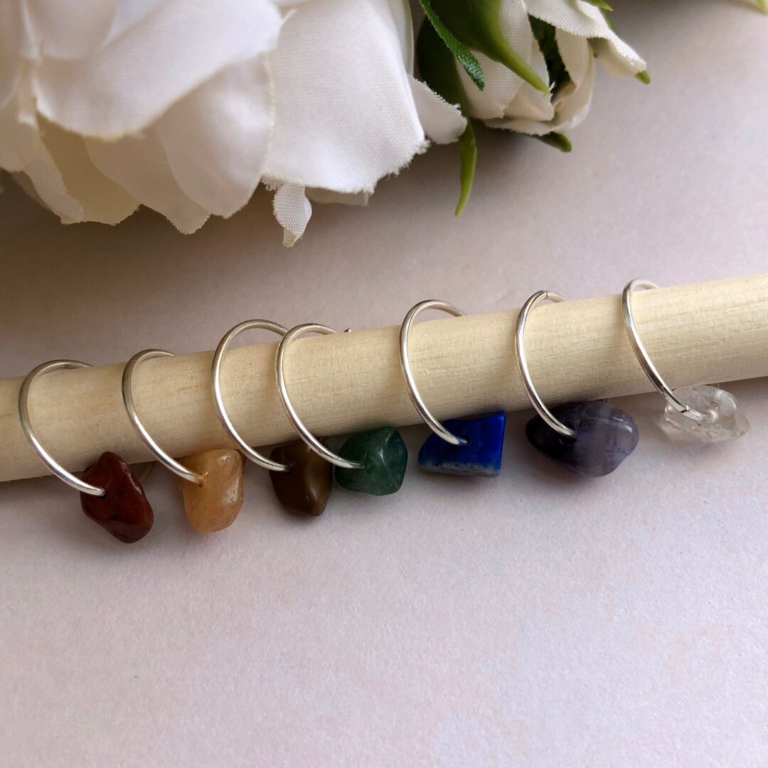 Silver Hair Rings W/ Chakra Beads Braid Rings Braid Jewelry Dread Rings ...