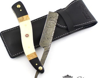 Professional Damascus Steel Straight Cut Throat Razor With | Etsy