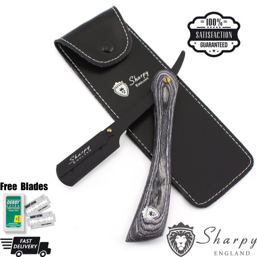 Engraved Wooden Cut Throat Straight Razor Pouch & Blades - Etsy UK