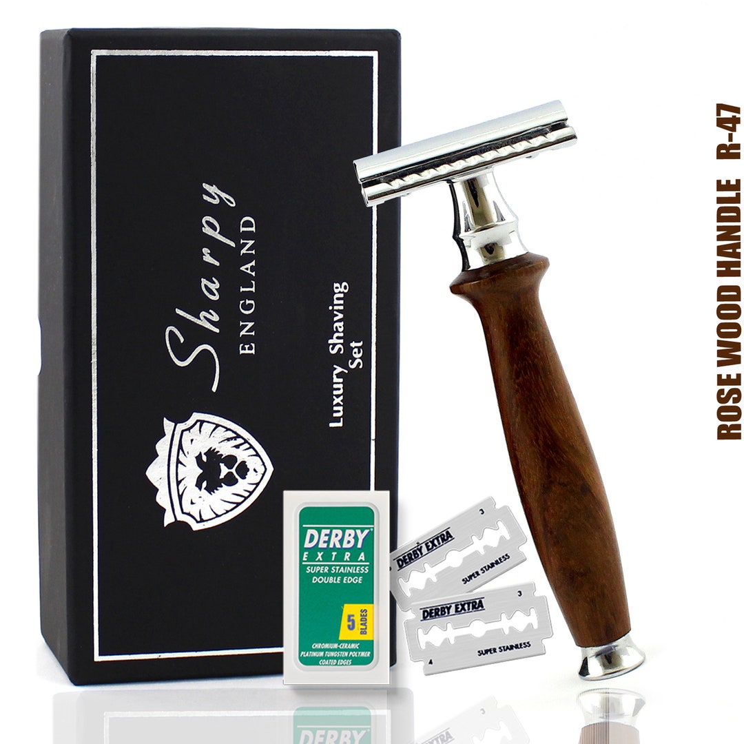 New Sharpy Safety Razor Double Edge Wood Handle Razors for Men 10 Free ...