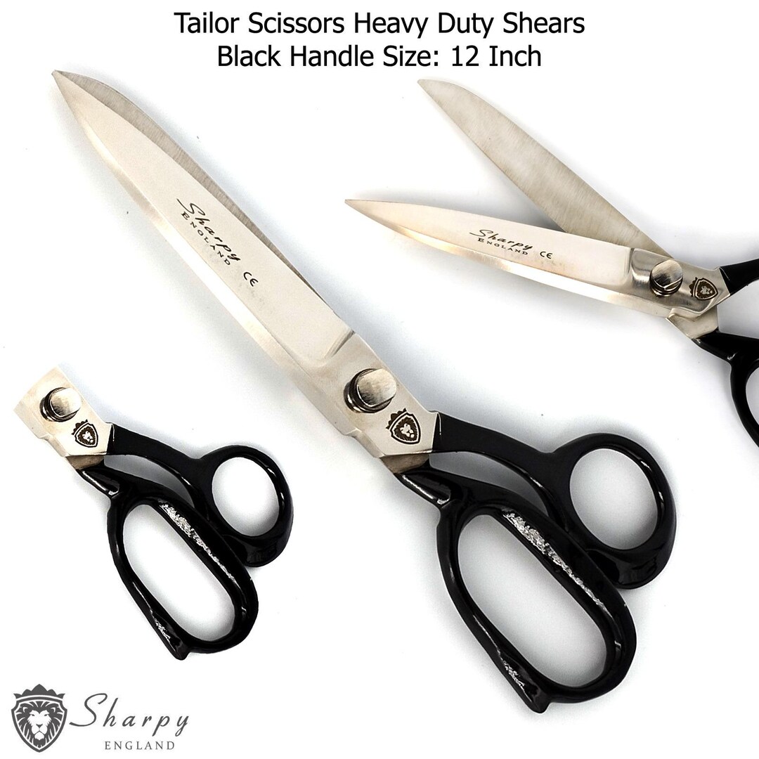 Black Handle Tailor Scissors Upholstery Dressmaking Fabric Heavy Duty ...