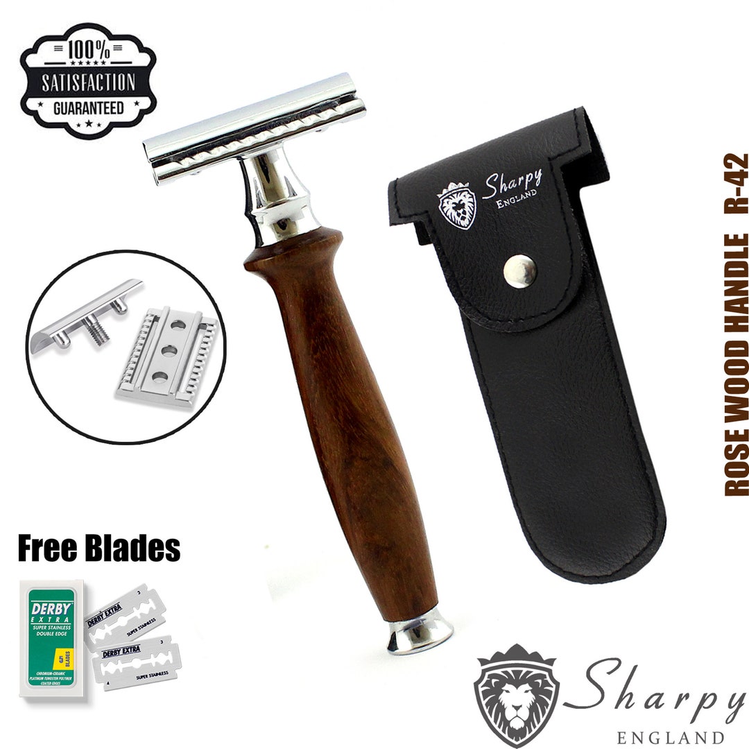 Sharpy De Safety Razor Double Edge Wood Handle Razors for Men + Free ...