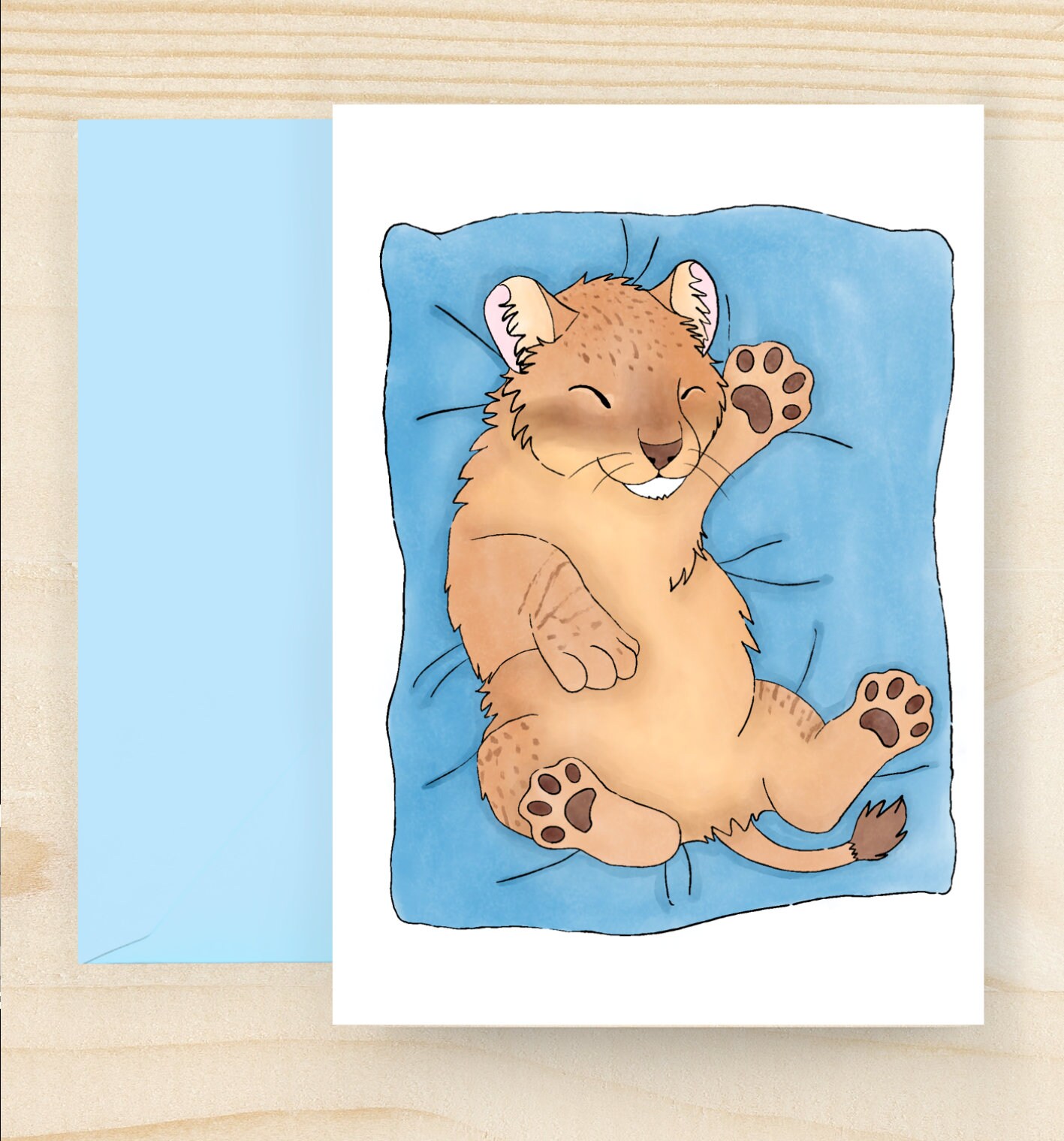 Baby Shower Card Gift For New Parents Wildlife Greeting Card Lion ...