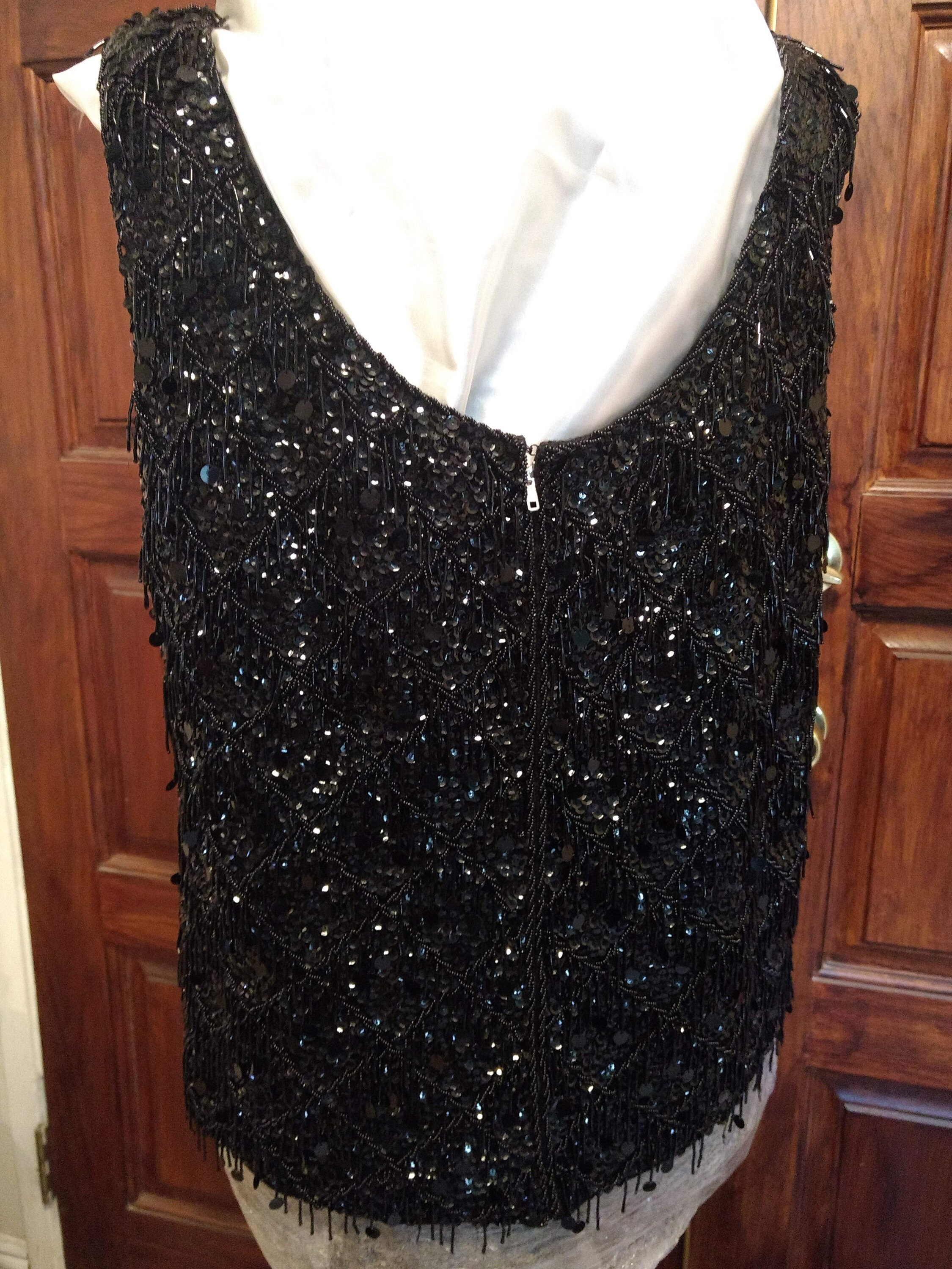 Black Sequence Top (M) - Etsy