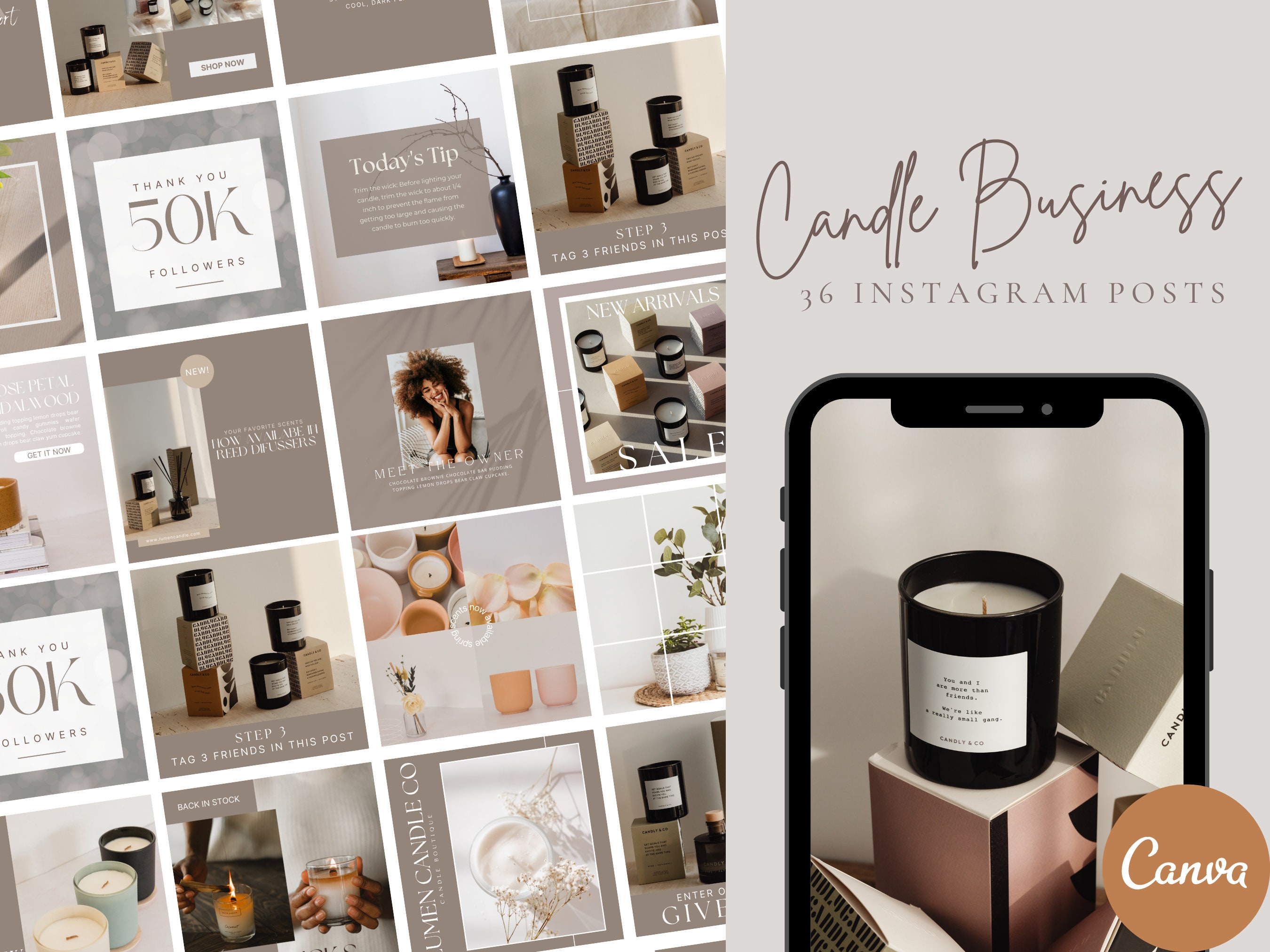 Instagram Templates for Candle Business Candle Branding - Etsy
