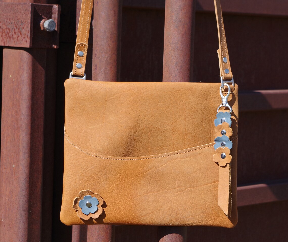 Leather Crossbody Bag/purse. Buckskin Full Grain Leather W/soft Suede ...