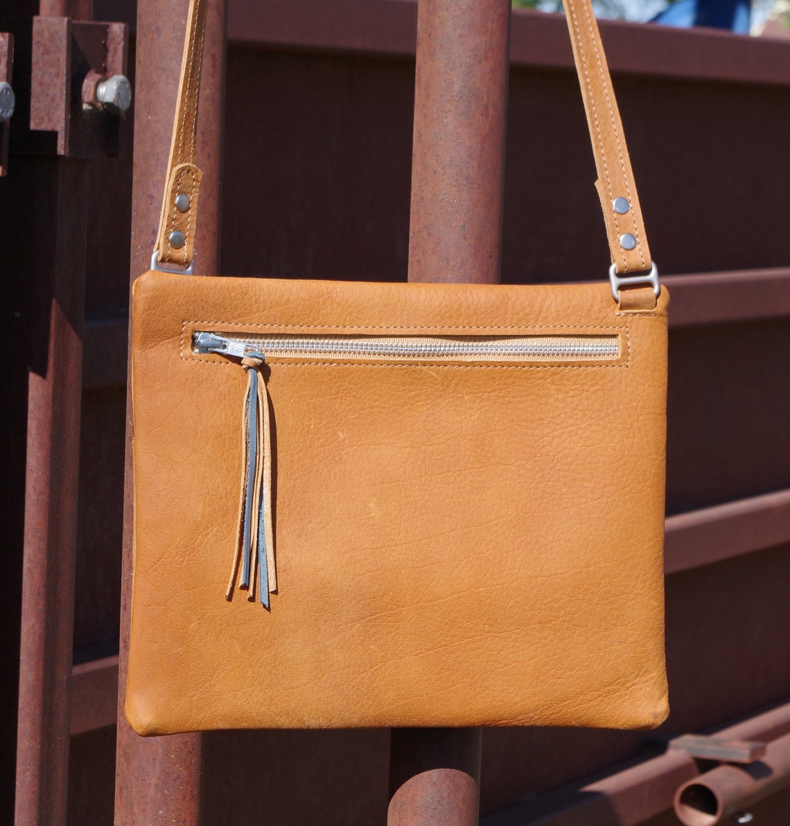 Leather Crossbody Bag/purse. Buckskin Full Grain Leather W/soft Suede ...