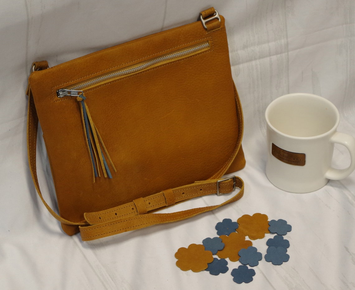 Leather Crossbody Bag/purse. Buckskin Full Grain Leather W/soft Suede ...
