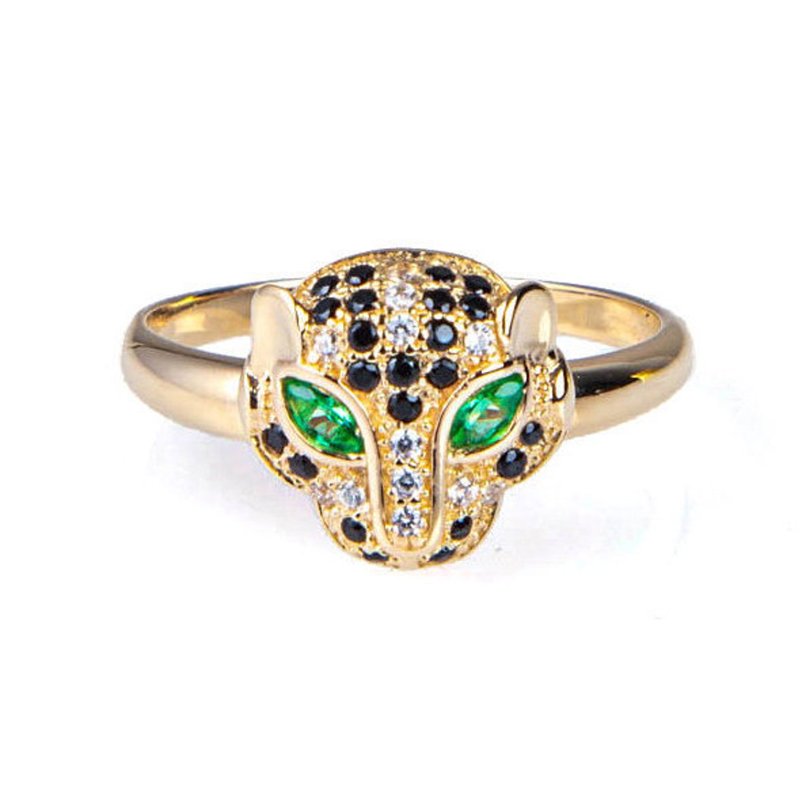Jaguar Ring 14 Carat Gold With Zirconia Stones - Etsy
