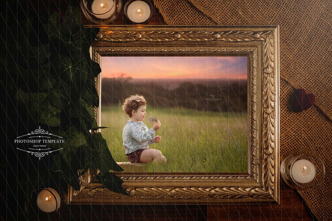 Gold Frame Photoshop Template for Mother's Day - Etsy