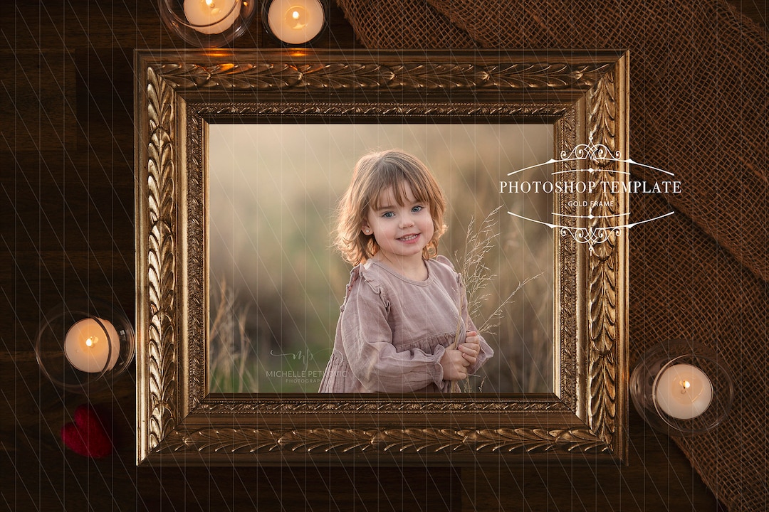 Simple Gold Frame Photoshop Template for Mother's Day - Etsy