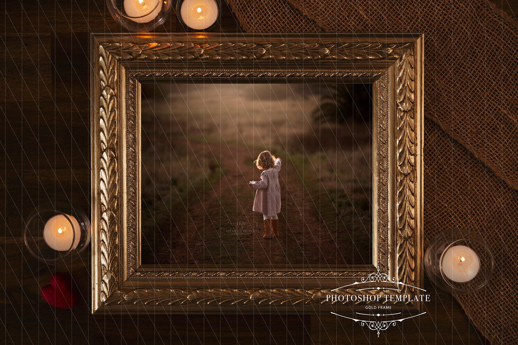 Simple Gold Frame Photoshop Template for Mother's Day - Etsy