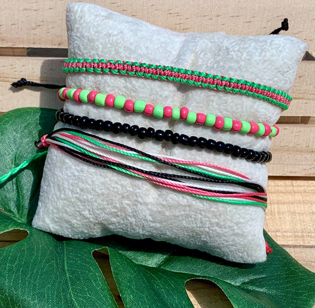 Watermelon Square Knot Braid Pura Vida-style Boho Beach Surfer - Etsy