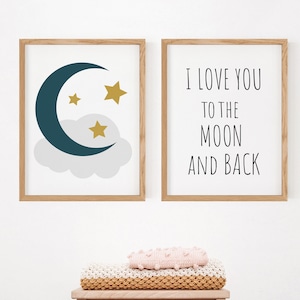 To the Moon and Back, Nursery Wall Art, Printable, Moon and Stars, Moon ...
