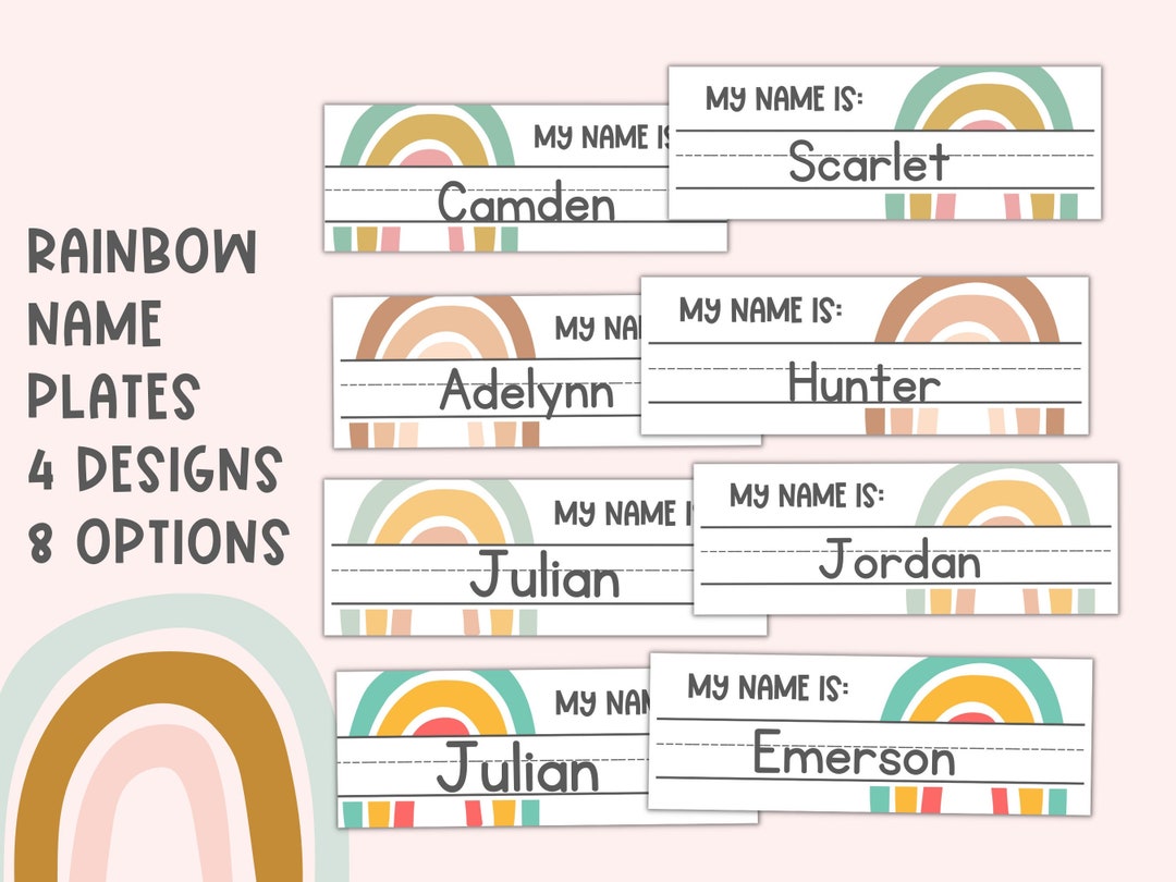 Rainbow Classroom Name Tags, Classroom Name Plate Bundle, Rainbow ...
