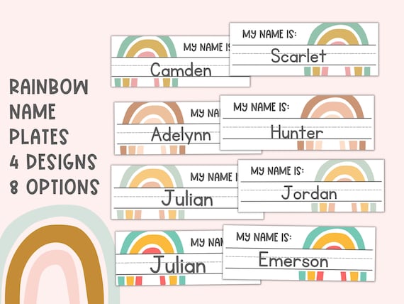 Rainbow Classroom Name Tags Classroom Name Plate Bundle - Etsy