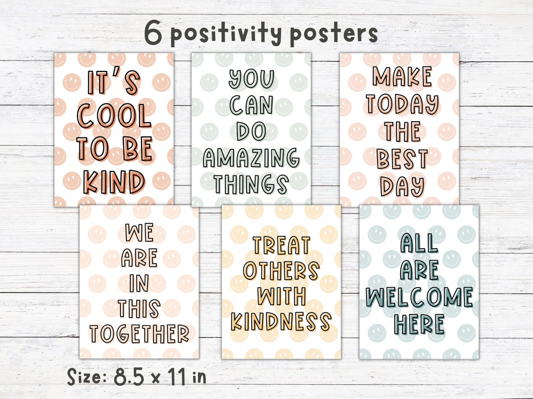 Positivity Posters, Inspirational Posters, Smiley Classroom Decor ...