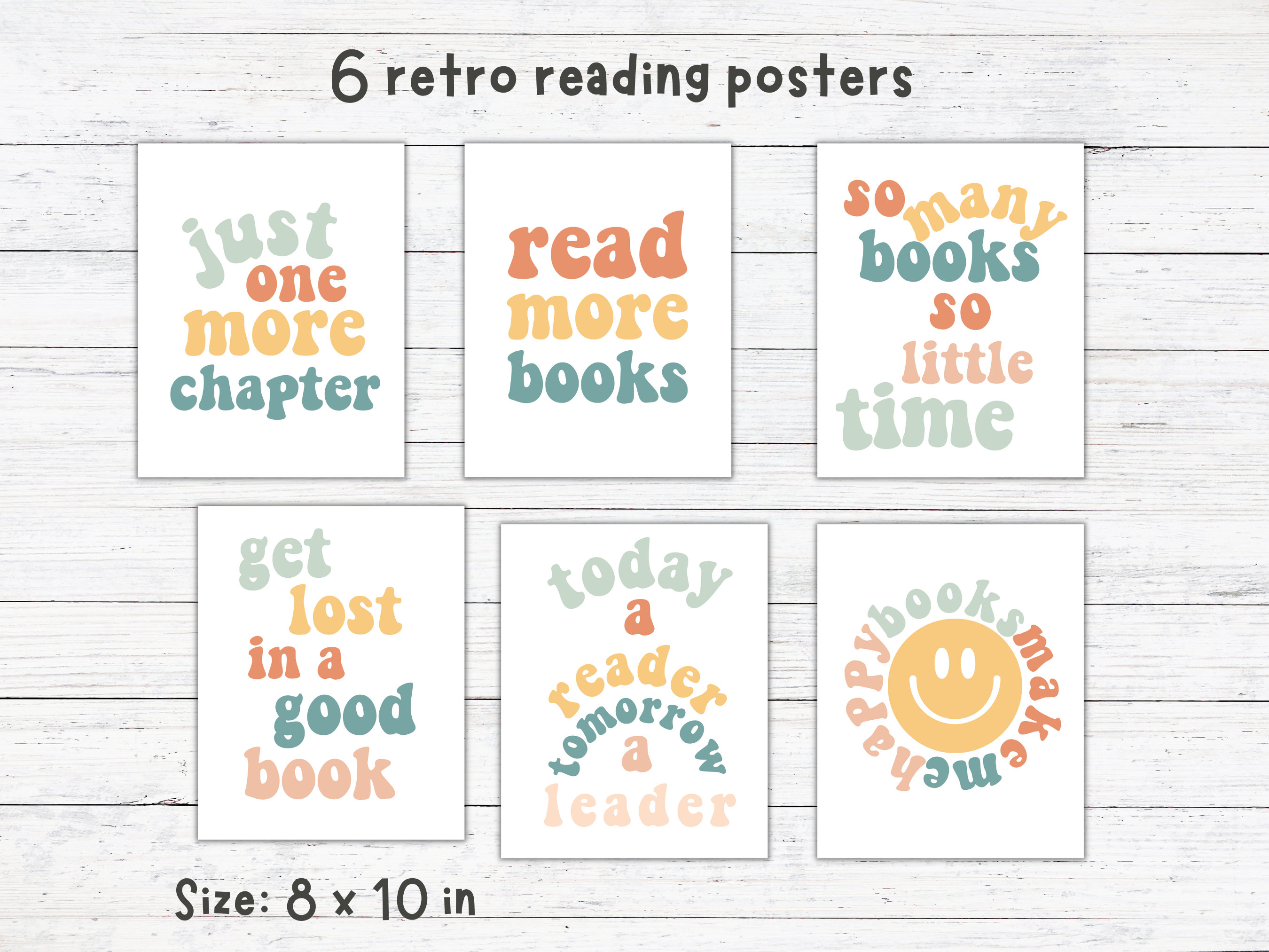 Retro Reading Posters Reading Corner Posters Reading Center - Etsy