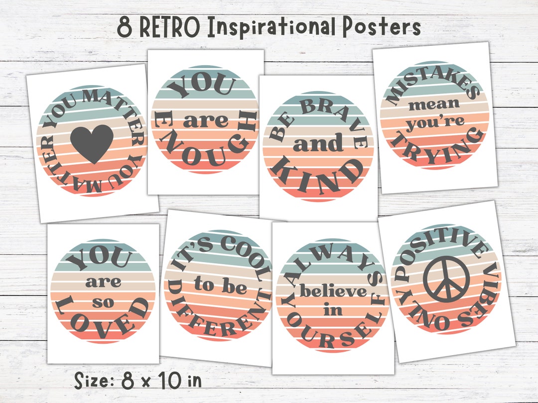 Retro Inspirational Classroom Posters, Positive Affirmation, Classroom ...