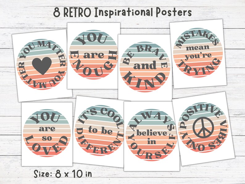 Retro Inspirational Classroom Posters Positive Affirmation - Etsy