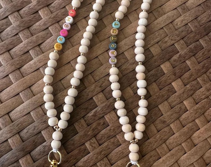 Neutral With A Pop of Color Lanyard | Rainbow Letters | Modern Lanyard ...