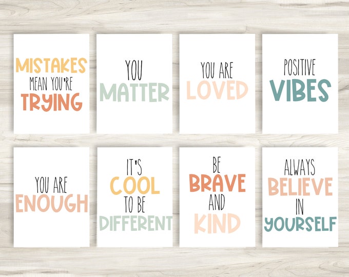 Inspirational Classroom Posters Bundle, Boho Rainbow Classroom Quotes ...