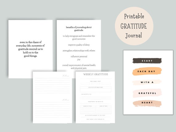 Weekly Gratitude Journal Printable Gratitude Journal | Etsy
