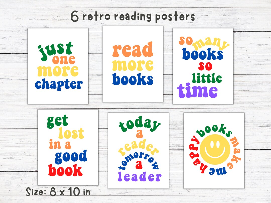 Retro Reading Posters, Reading Corner Posters, Reading Center, School ...