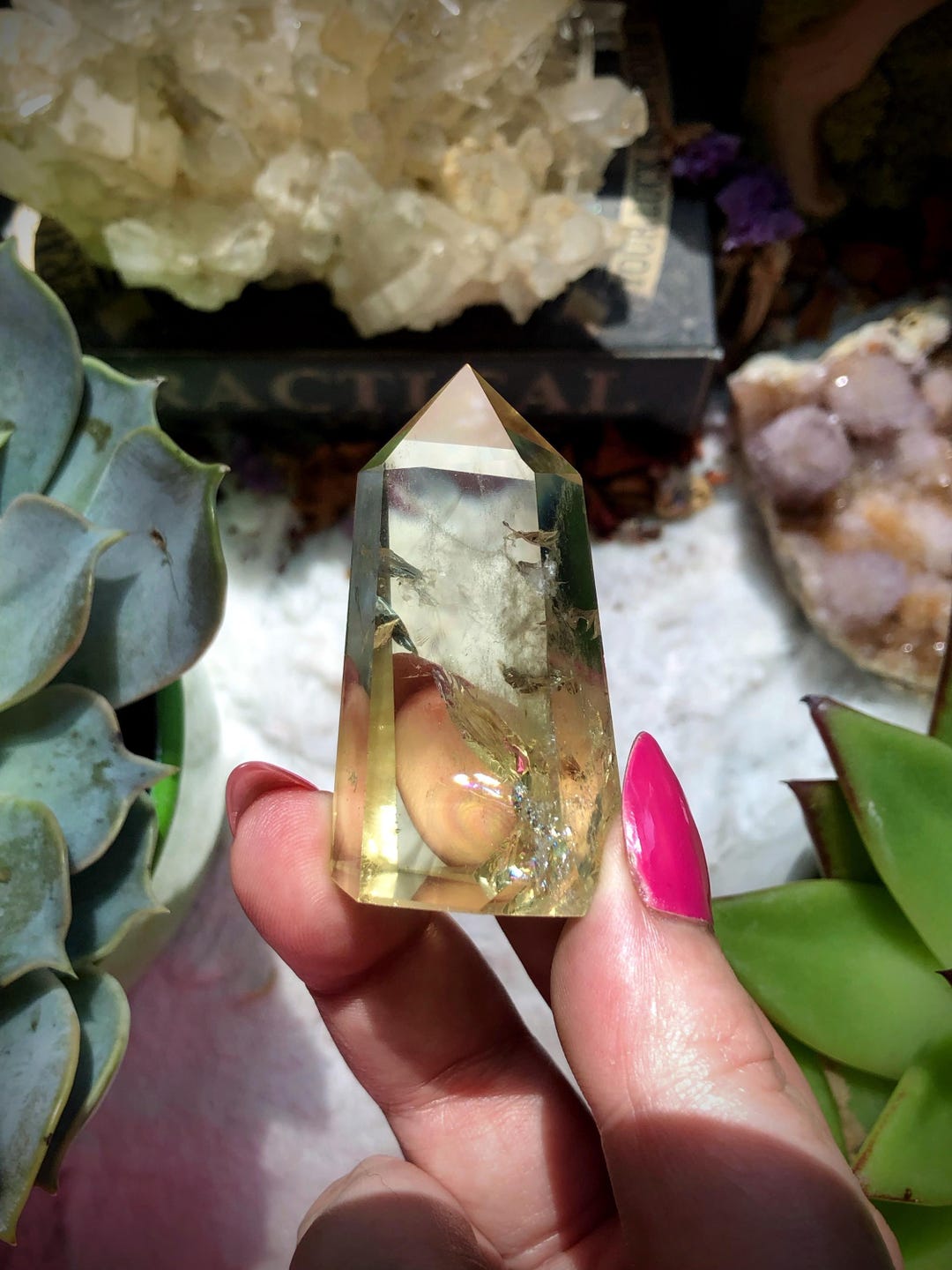 Natural Citrine Tower With Rainbows, Rainbow Citrine, Citrine Tower ...