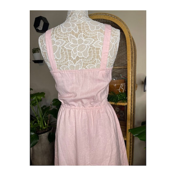 1960s 1970s Light Pink Linen Summer Tank Vintage Dress - Gem