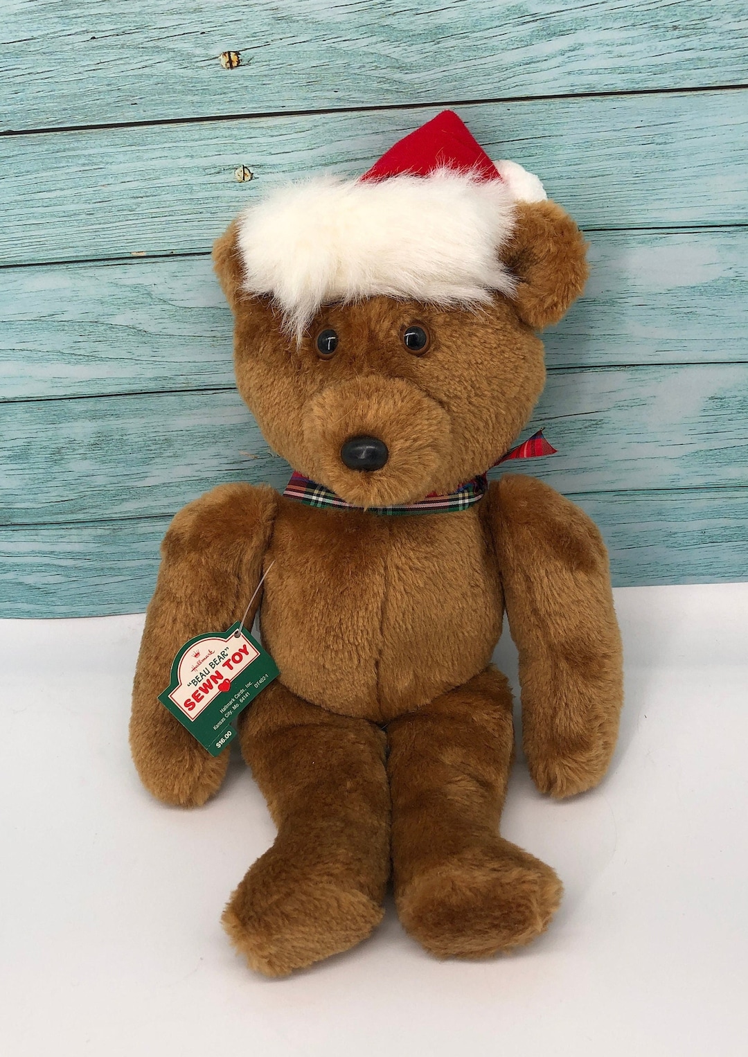 Vintage Hallmark Plush Teddy Bear, Beau Bear, Santa Teddy Bear ...