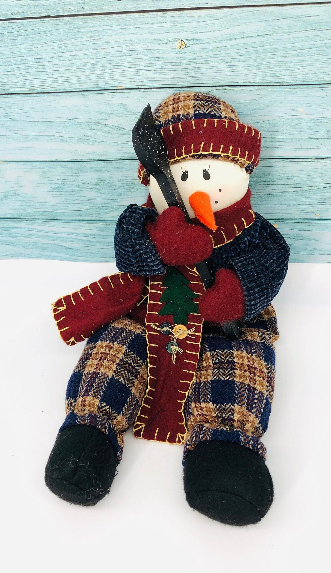 Vintage Christmas Snowman Plush: 17" Bean Bag Decor - Etsy