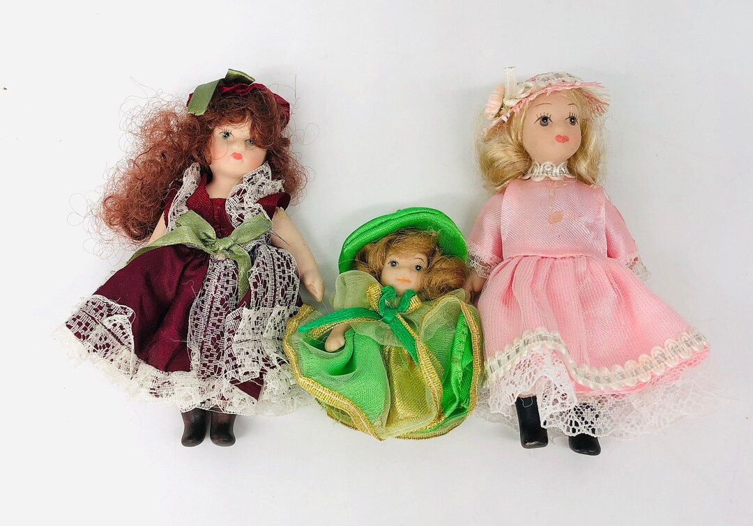 3 Vintage Small Porcelain Homemade Dolls; Sold Together; 3 Victorian ...