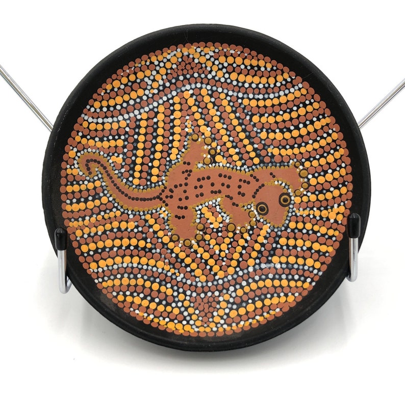 Vintage Aboriginal Dot Art Ceramic Plate: Gecko Wall Hanging by Melanie ...