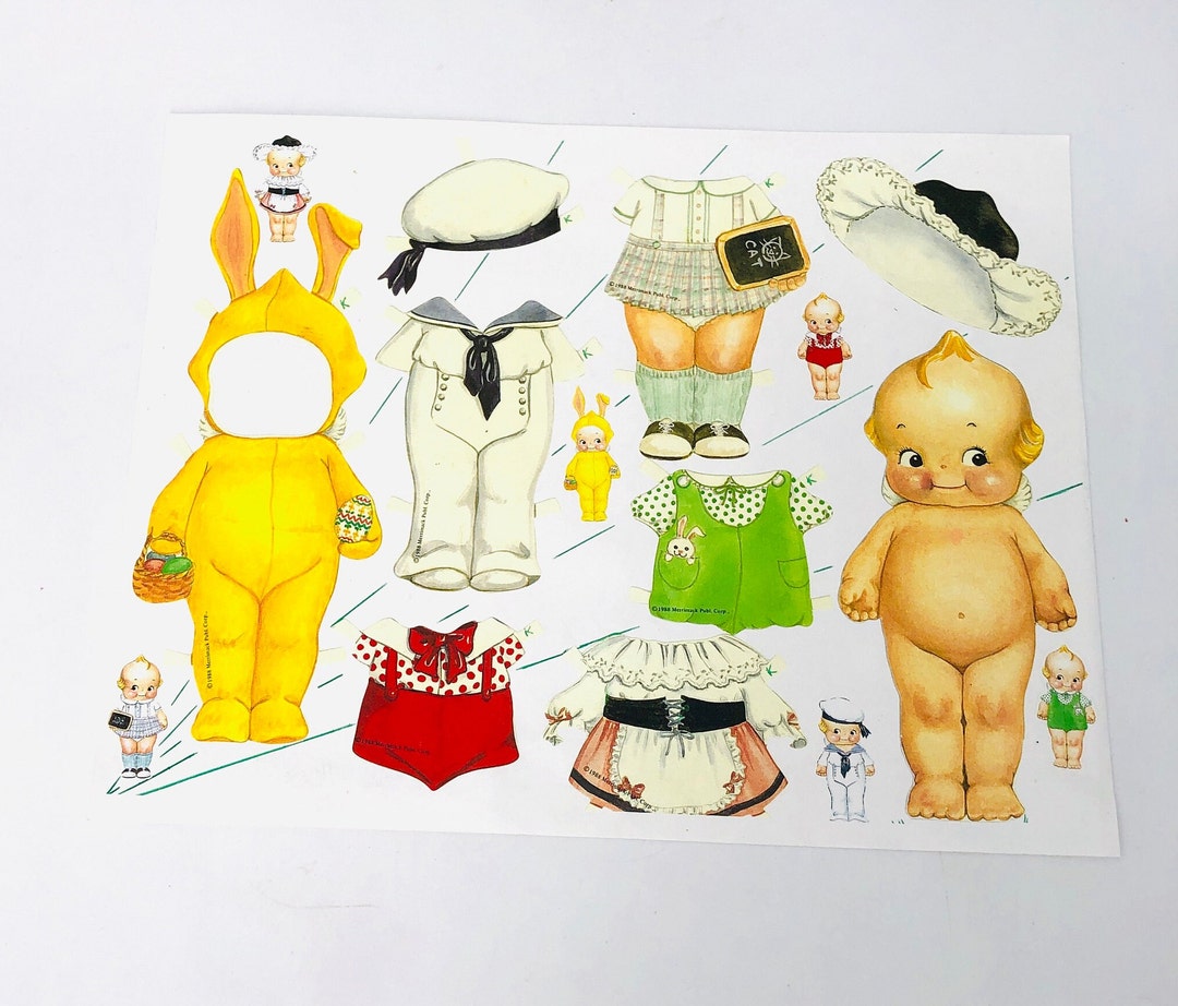 Vintage Xeroxed Copy of Kewpie Easter Paper Dolls, 6 Outfits + Paper ...