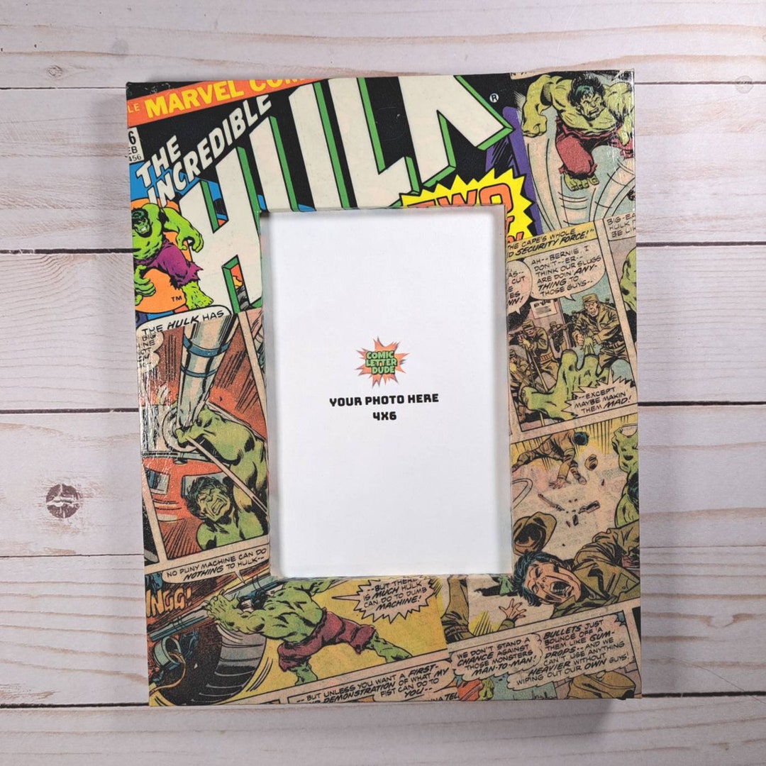 Hulk Picture Frame - Comic Book Decoupage Wood Frame - Marvel Avengers ...