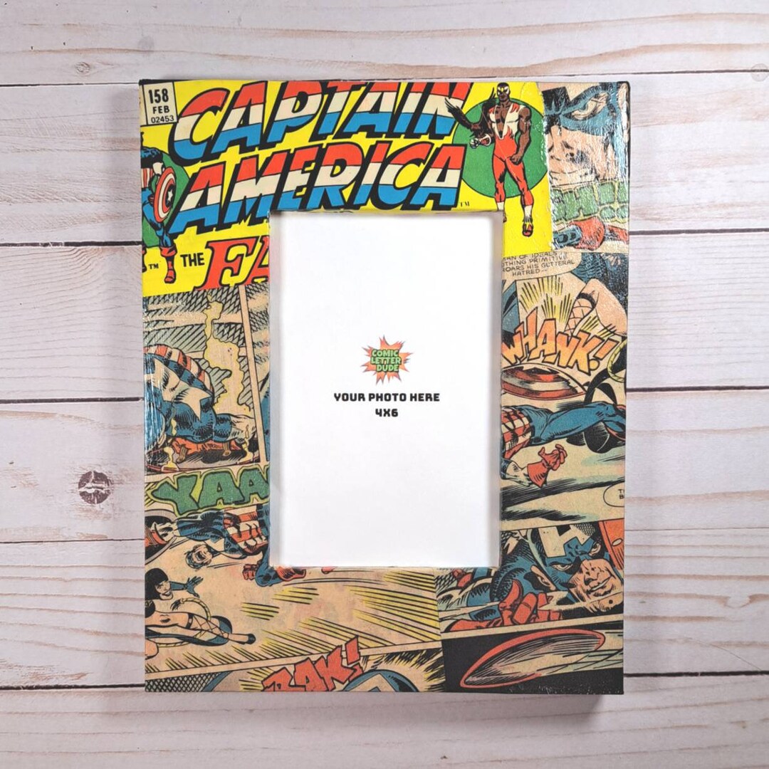 Captain America Picture Frame - Custom Comic Book Wood Picture Frame ...