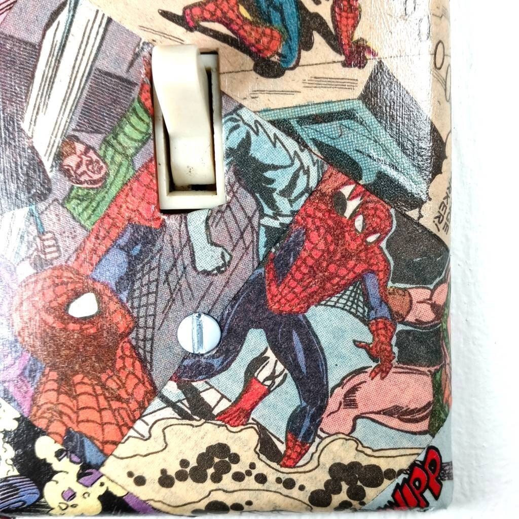Spider-man Light Switch Plate Cover - Custom Spiderman Comic Book Wall ...