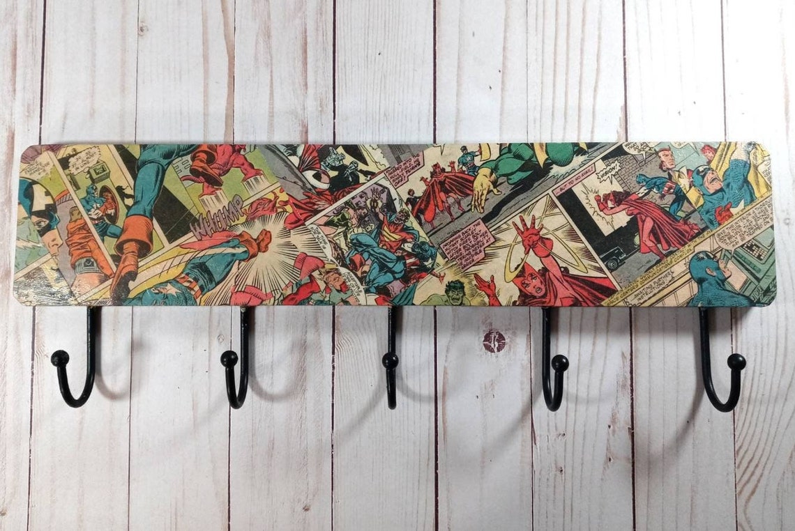 Custom Superhero Wall Coat and Hat Rack Marvel & DC Comic | Etsy