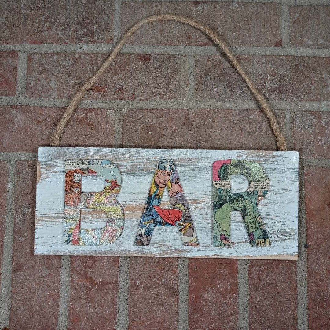 Superhero Bar Sign - Choose Your Character - Superhero Home Decor ...