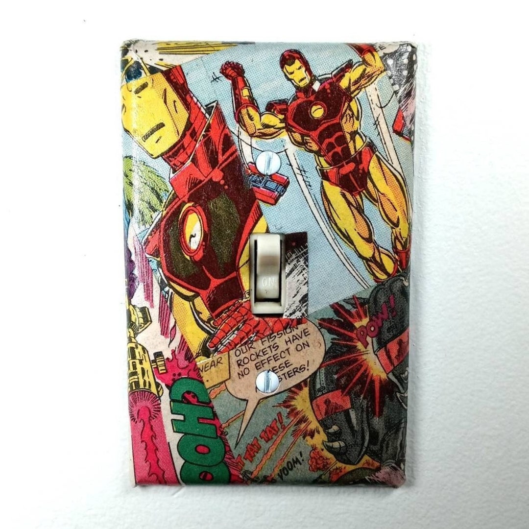 Iron Man Light Switch Plate Cover Custom Comic Book Wall Plate ...