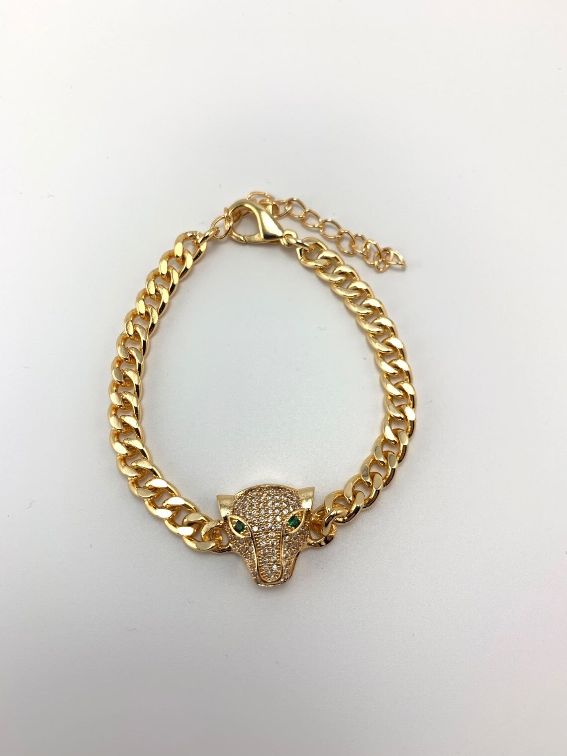 Gold Puma Bracelet: Zircon Stone Cat Charm Bracelet - Etsy