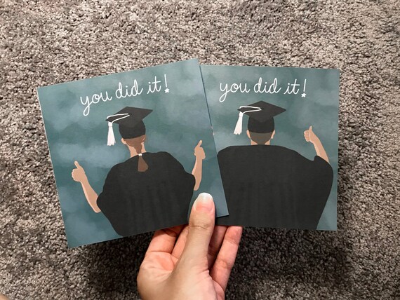 You Did It / Graduation Cap and Gown Greeting Card - Etsy