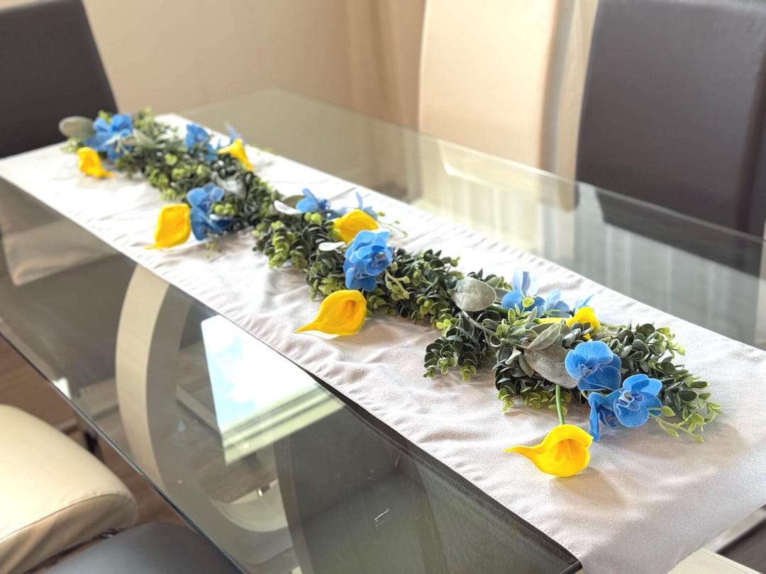 Summer Garland With Orchids and Calla Lily, Eucalyptus Fireplace ...