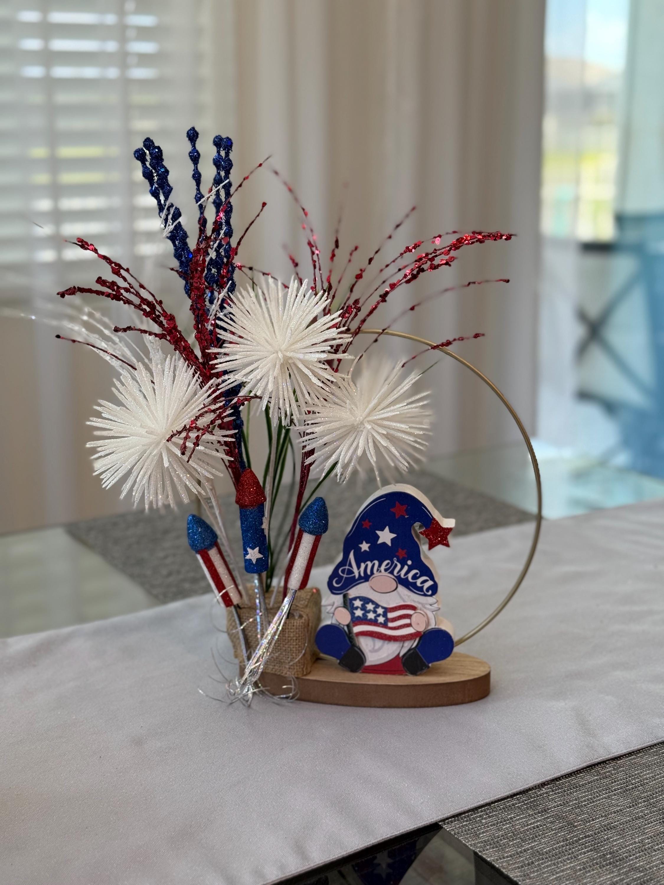 Patriotic Centerpiece for Table, Red White and Blue, Americana Decor ...