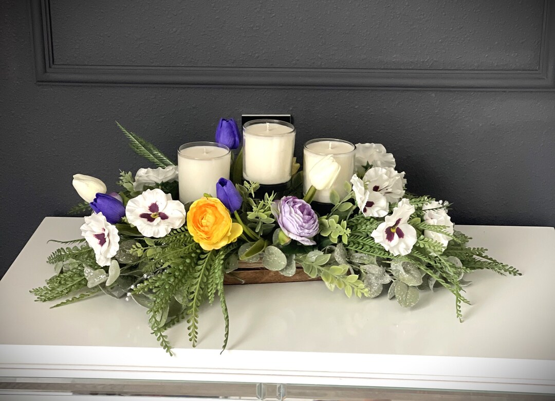 Spring Centerpiece for Dining Table With Candles - Etsy