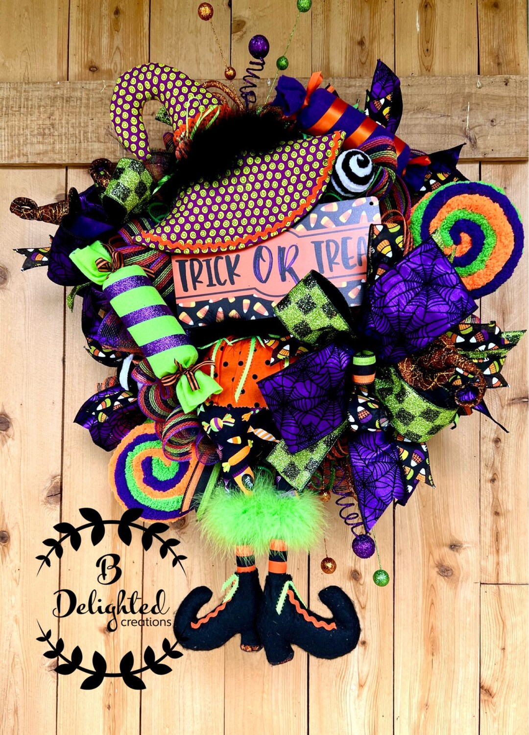 Halloween Witch Wreath,front Door Wreath, Outdoor Halloween Decor, Fall ...