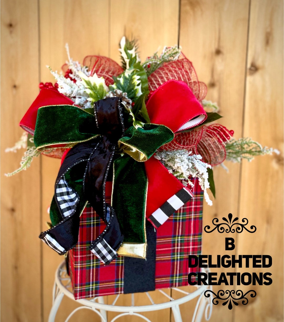 Christmas Centerpiece, Holiday Decoration, Gift Box Decoration, Winter ...