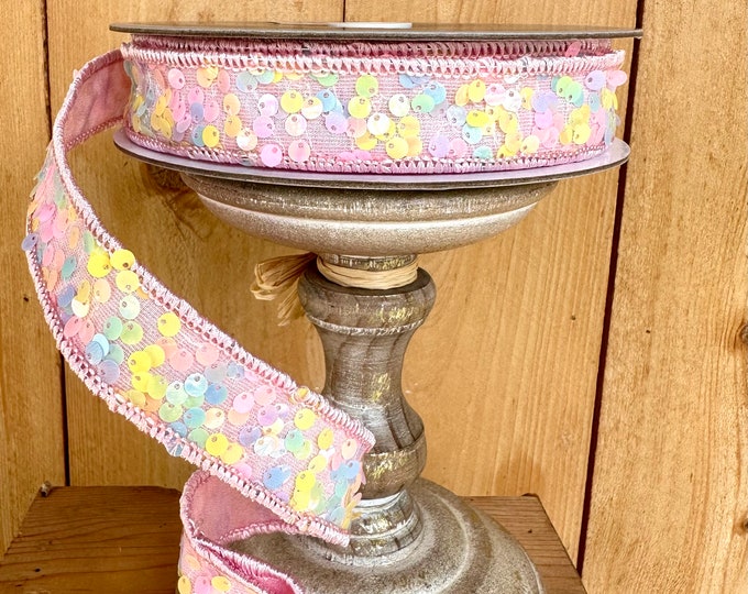 1 Inch Wired Ribbon, Sequins Ribbon, Ribbon for Wreaths, Wreath ...